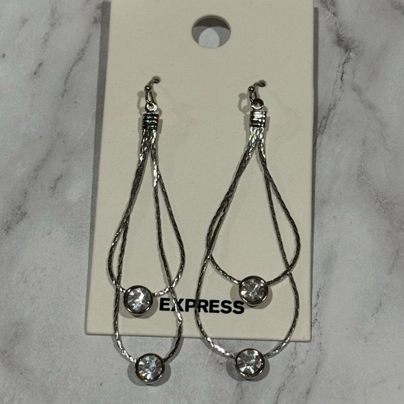 Express | Jewelry | Express Twisted Silver Drop Earrings | Poshmark